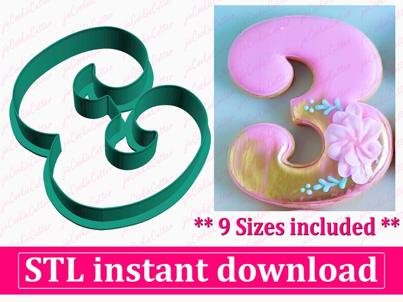 Number Three Cookie Cutter STL File Instant Download STL | Etsy
