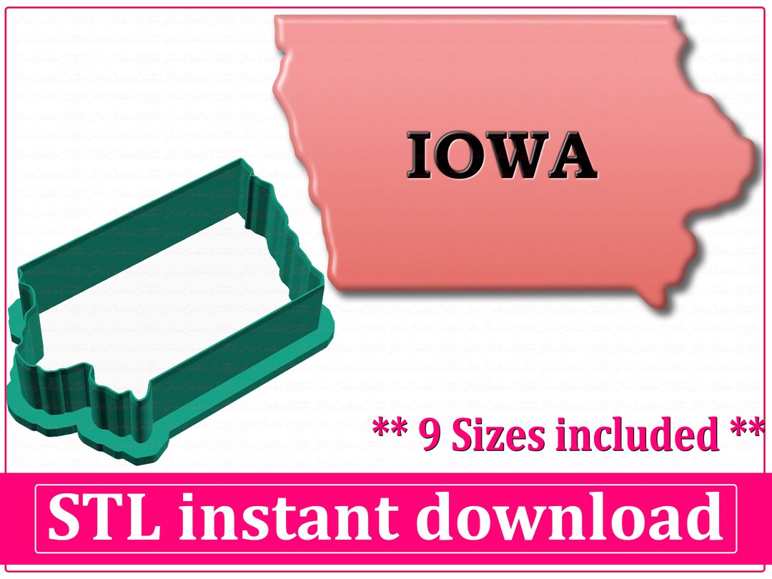 Iowa Map Cookie Cutter STL File Instant Download, STL Cookie Cutter ...