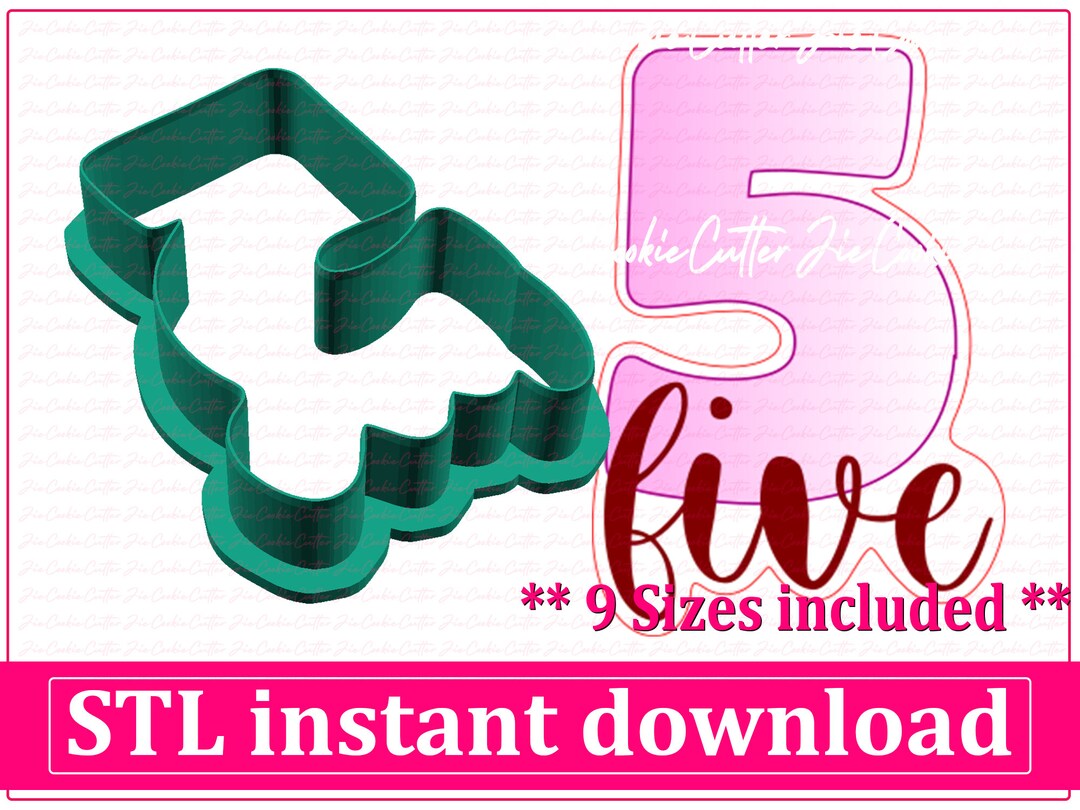 Number Five Cookie Cutter STL File Instant Download, STL Cookie Cutter ...