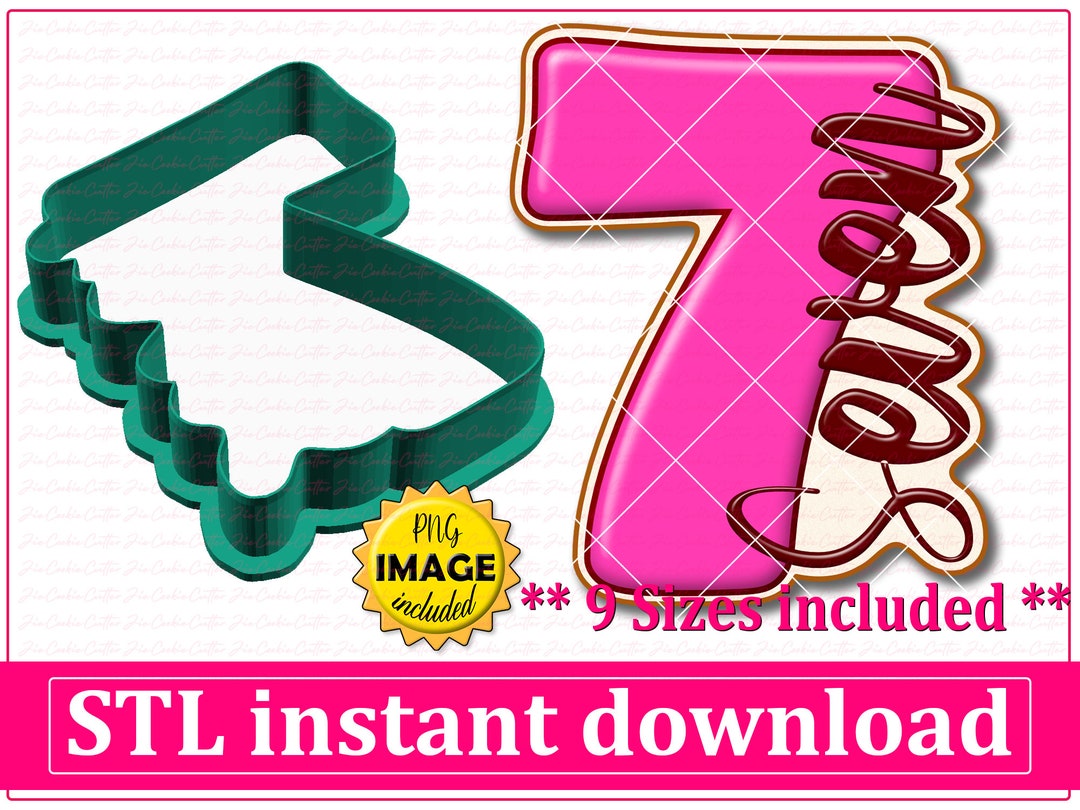 Number Seven Cookie Cutter STL File Instant Download, STL Cookie Cutter ...