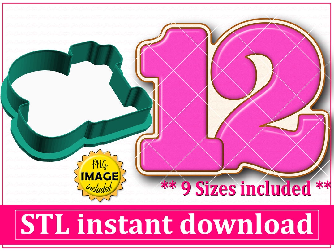 Number Twelve Cookie Cutter STL File Instant Download, STL Cookie ...