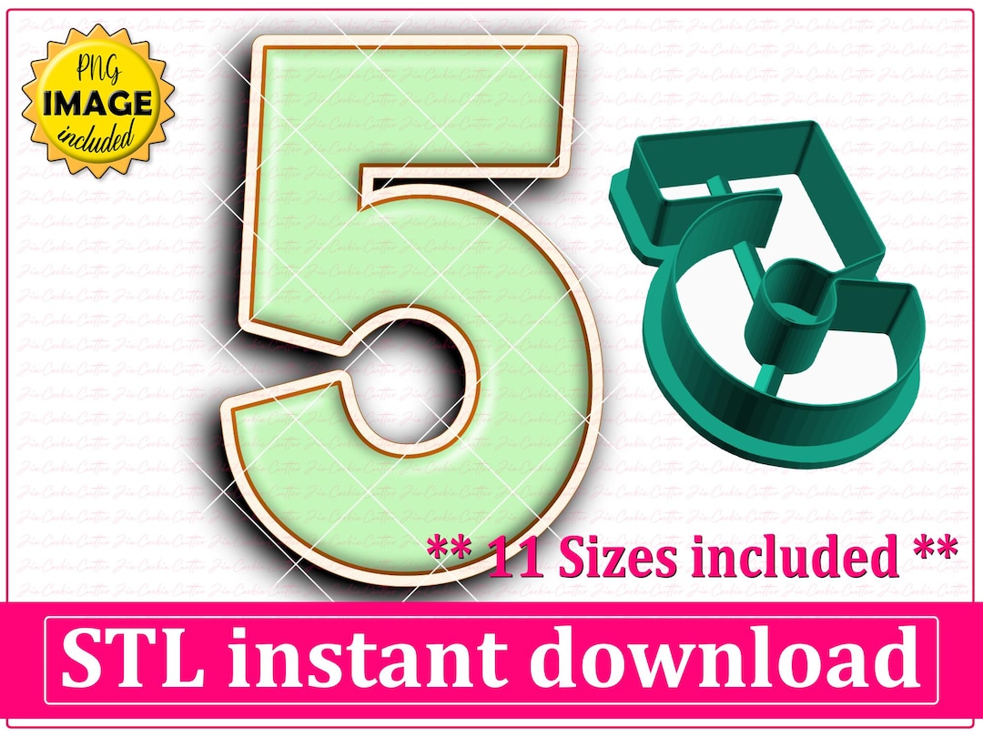 Number Five Cookie Cutter STL File Instant Download, STL Cookie Cutter ...