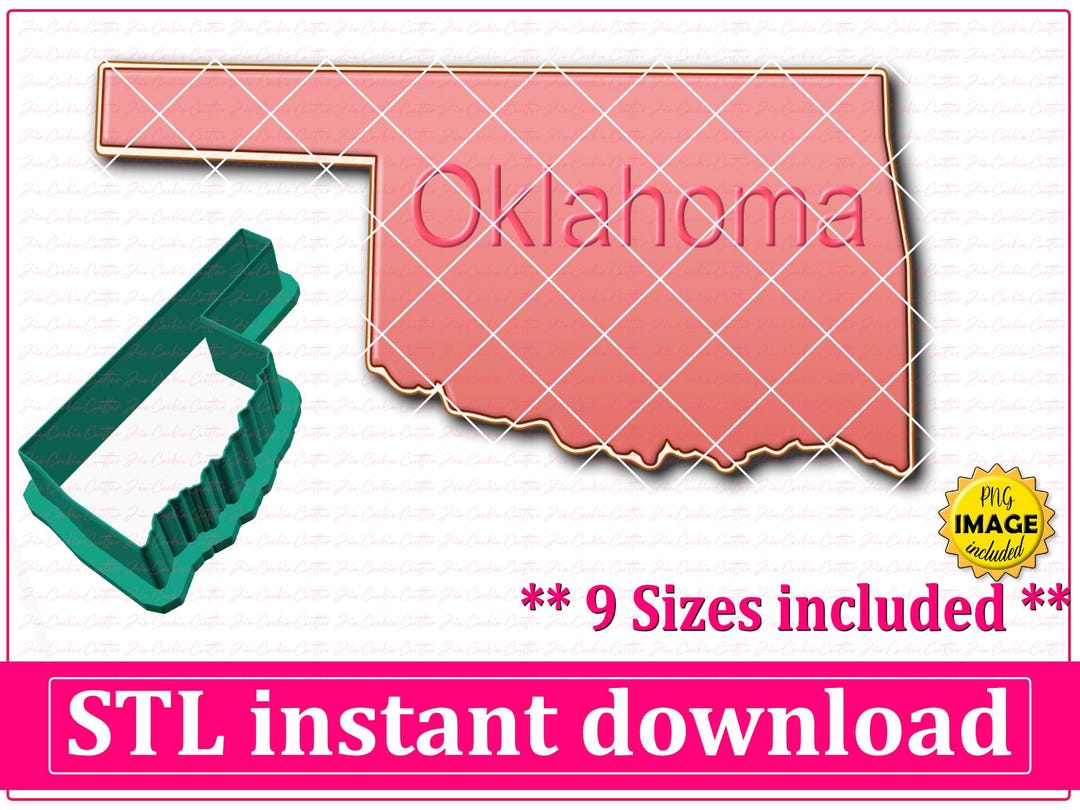 Oklahoma State Map Cookie Cutter STL File Instant Download, STL Cookie ...