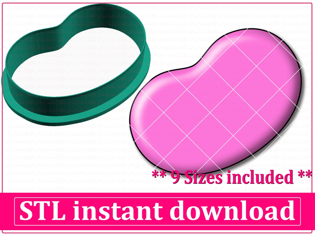 Jelly Bean Cookie Cutter STL File Instant Download, STL Cookie Cutter ...