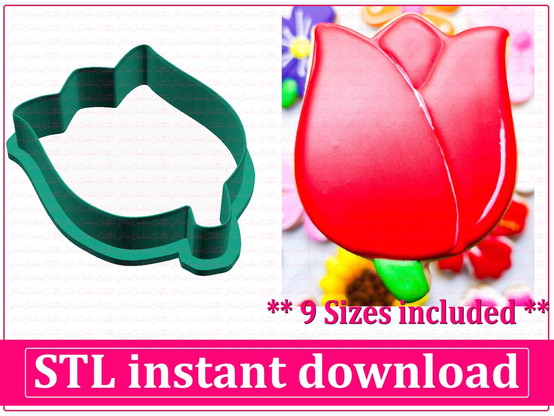 Tulip Cookie Cutter STL File Instant Download, STL Cookie Cutter File ...