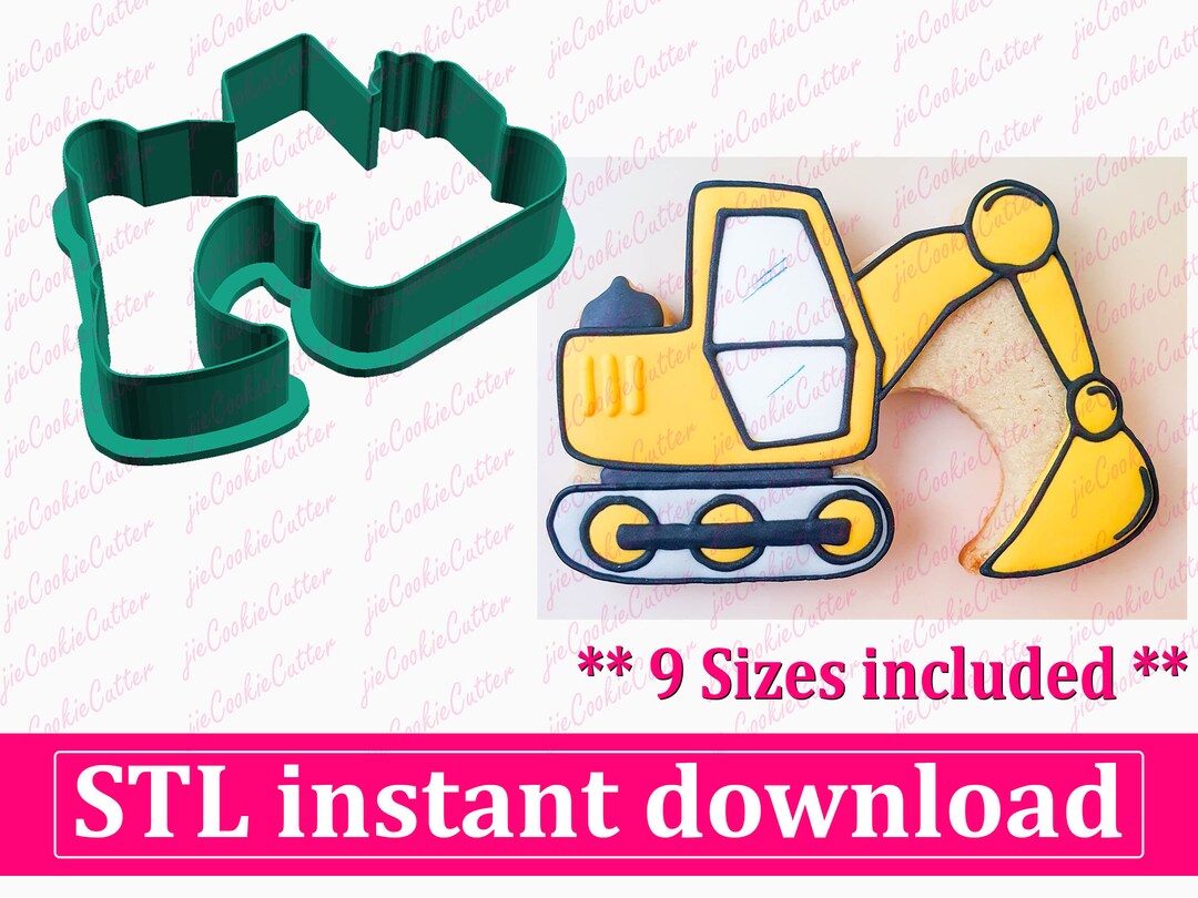 Excavator Cookie Cutter STL File Instant Download, STL Cookie Cutter ...
