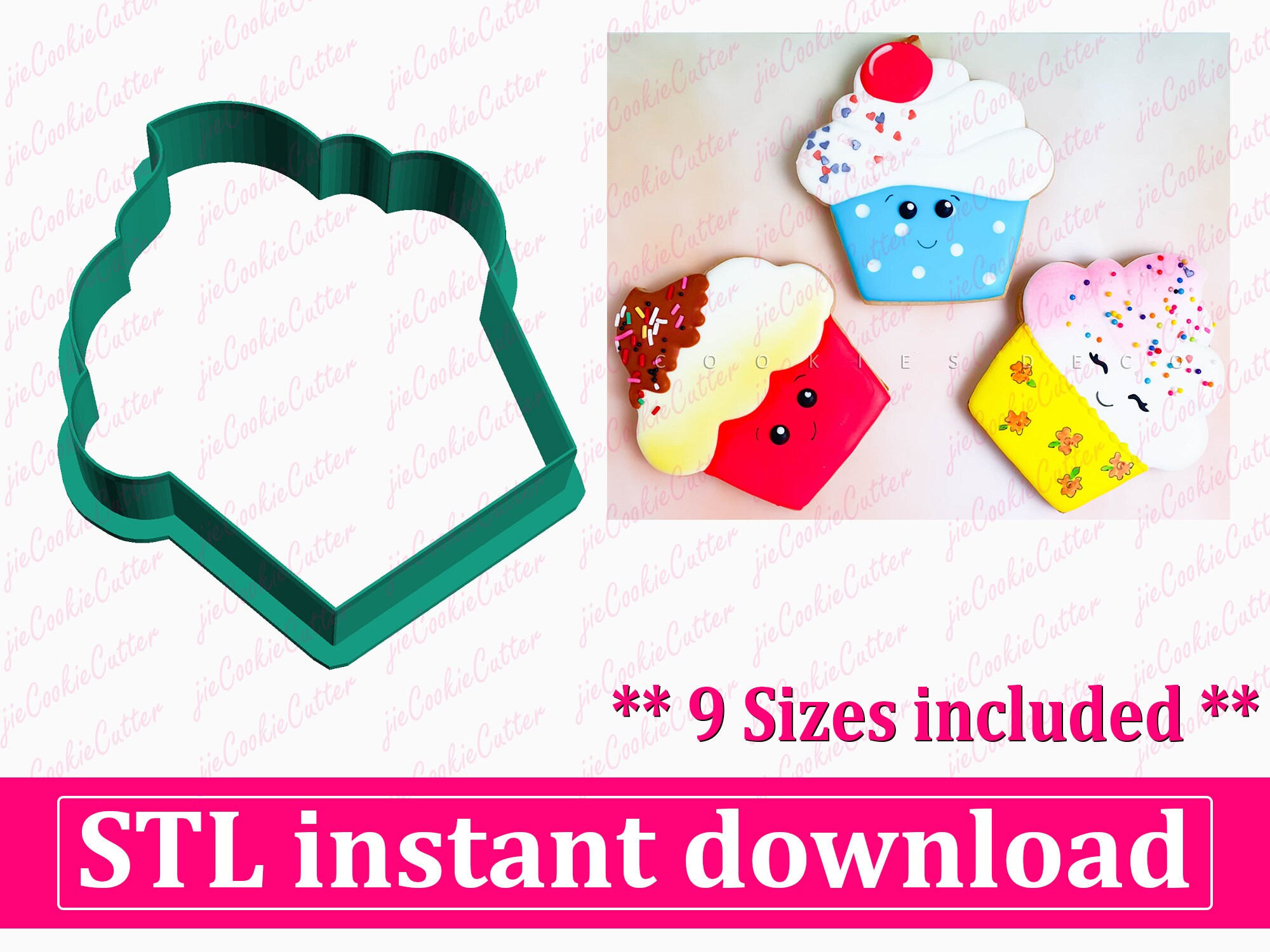 Cupcake Cookie Cutter STL File Instant Download STL Cookie | Etsy