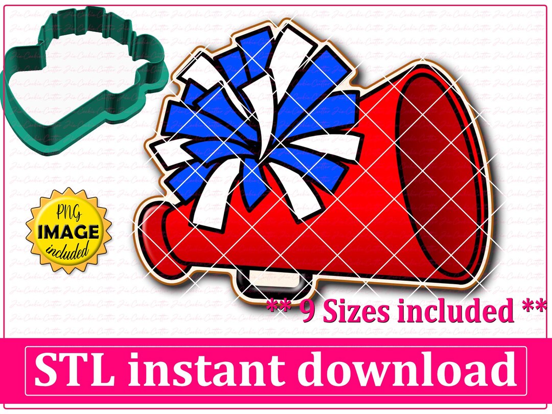 Megaphone Pom Pom Cookie Cutter STL File Instant Download, STL Cookie ...