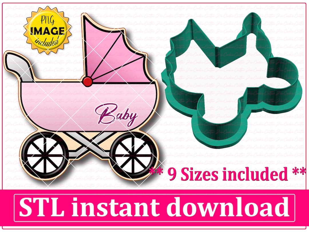 Baby Stroller Cookie Cutter STL File Instant Download, STL Cookie ...