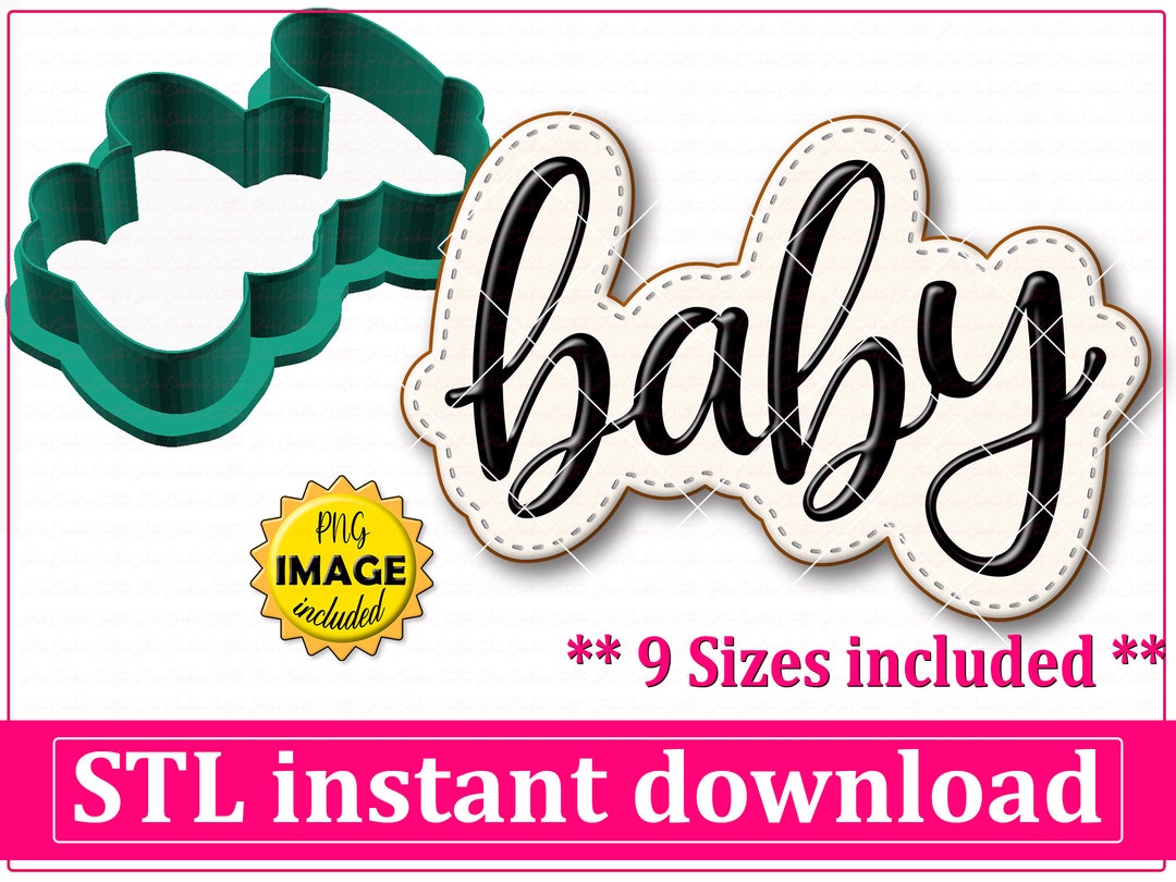 Baby Hand Lettered Cookie Cutter STL File Instant Download, STL Cookie ...