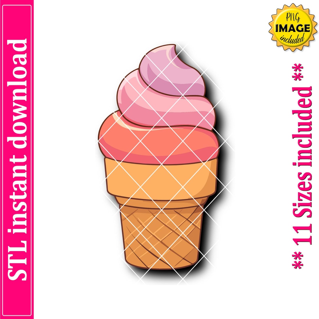 Ice Cream Cone Cutter STL File Instant Download, STL Cookie Cutter File ...