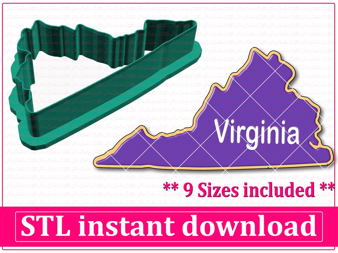 Virginia Map Cookie Cutter STL File Instant Download, STL Cookie Cutter ...