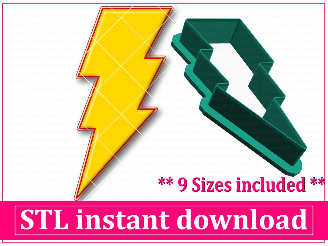 Lightning Bolt Cookie Cutter STL File Instant Download, STL Cookie Cutter File - Etsy