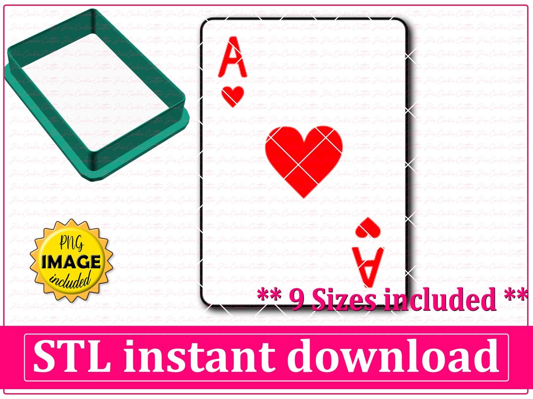 Single Playing Card Cookie Cutter STL File Instant Download, STL Cookie ...