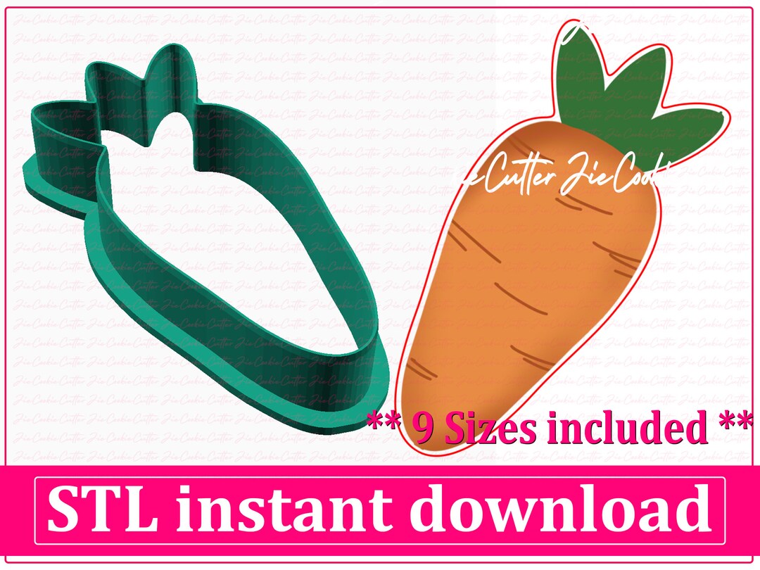 Carrot Cookie Cutter STL File Instant Download, STL Cookie Cutter File ...