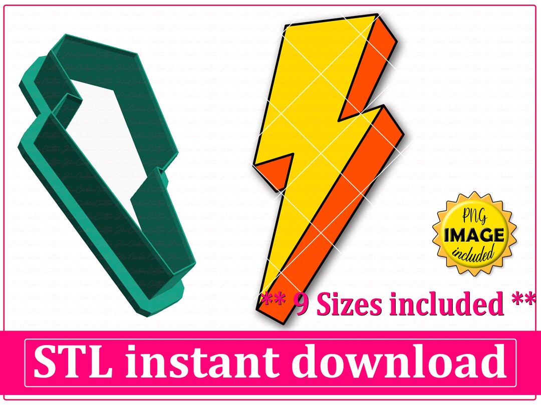Lightning Bolt Cookie Cutter STL File Instant Download, STL Cookie Cutter File - Etsy