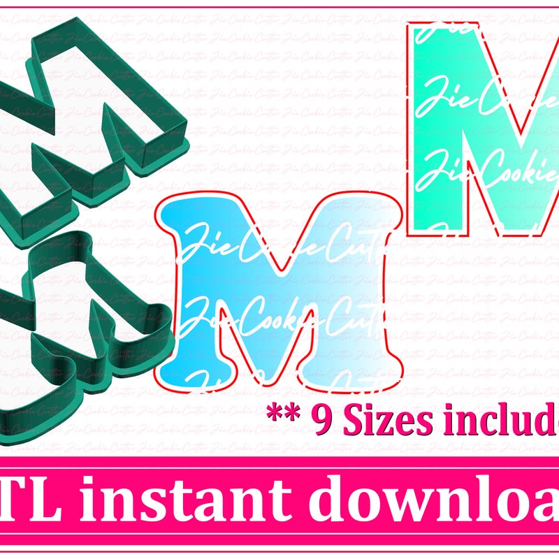 M Cookie Cutter Stl File - Etsy