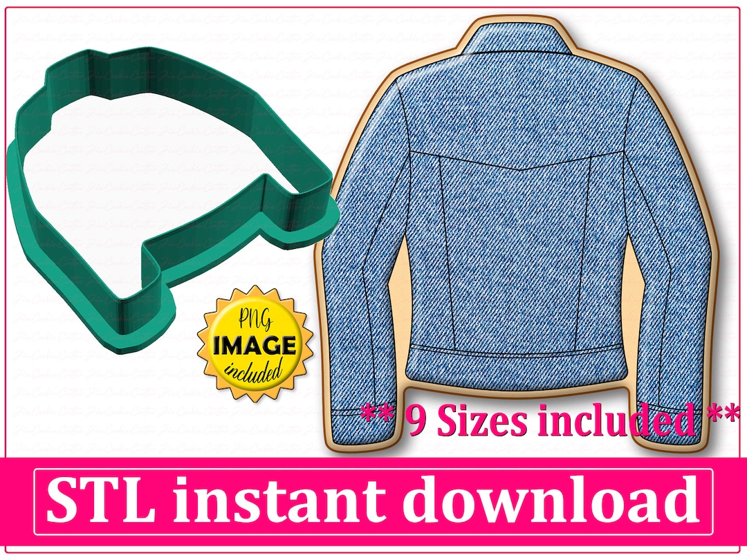 Denim Jacket Cookie Cutter STL File Instant Download, STL Cookie Cutter ...