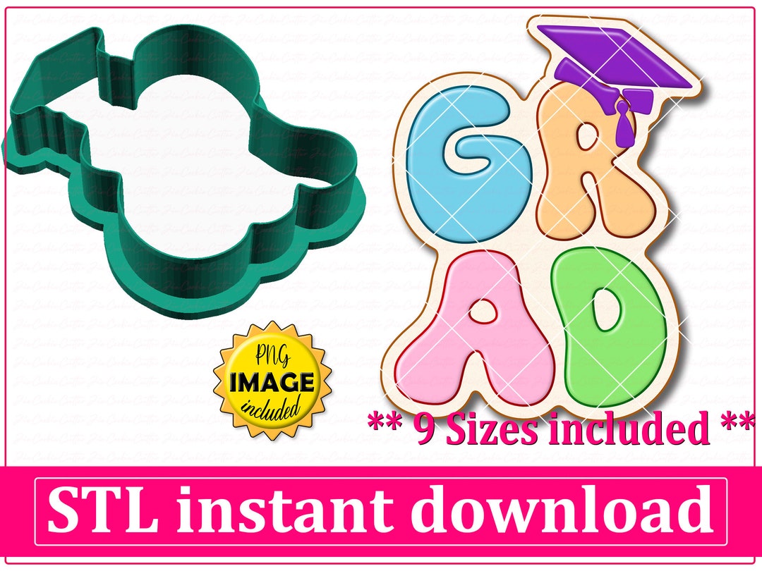Grad Block Letter Cookie Cutter STL File Instant Download, STL Cookie ...