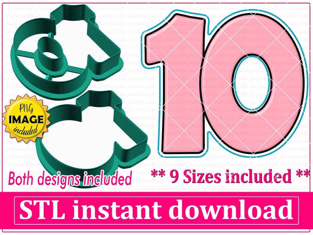 Number Ten Cookie Cutter STL File Instant Download, STL Cookie Cutter ...