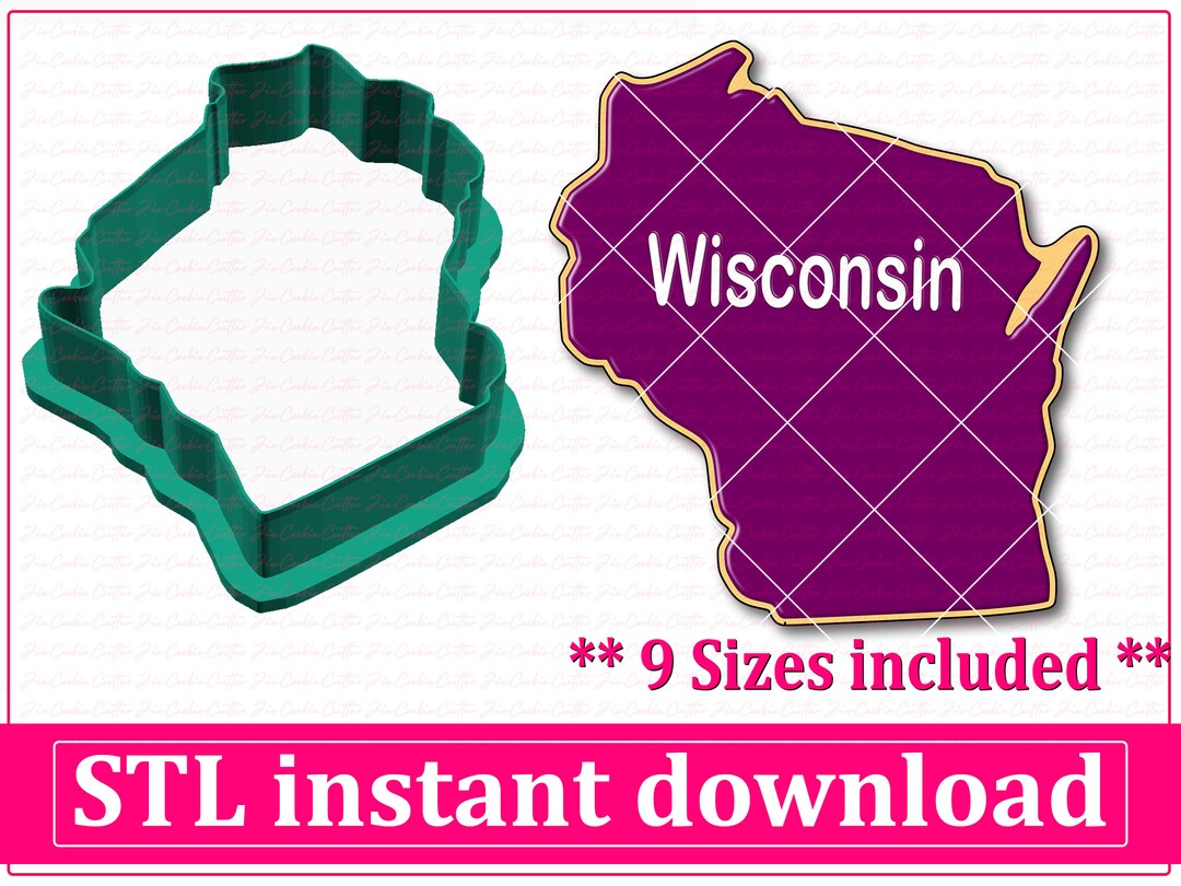Wisconsin Map Cookie Cutter STL File Instant Download, STL Cookie ...