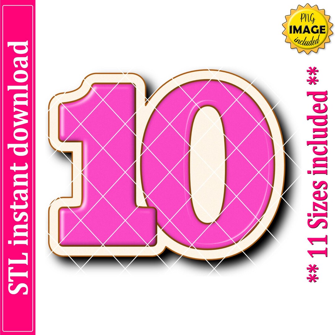Number Ten Cookie Cutter STL File, 11 Sizes (digital Download) - Etsy