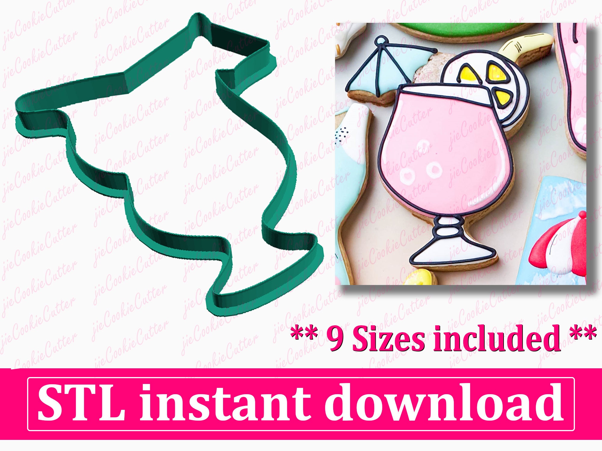 Cocktail Drink Cookie Cutter STL File Instant Download STL | Etsy