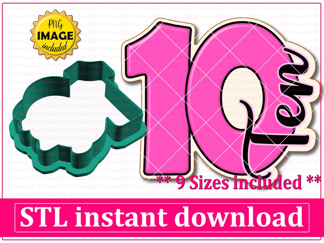 Number Ten With Text Cookie Cutter STL File Instant Download, STL ...