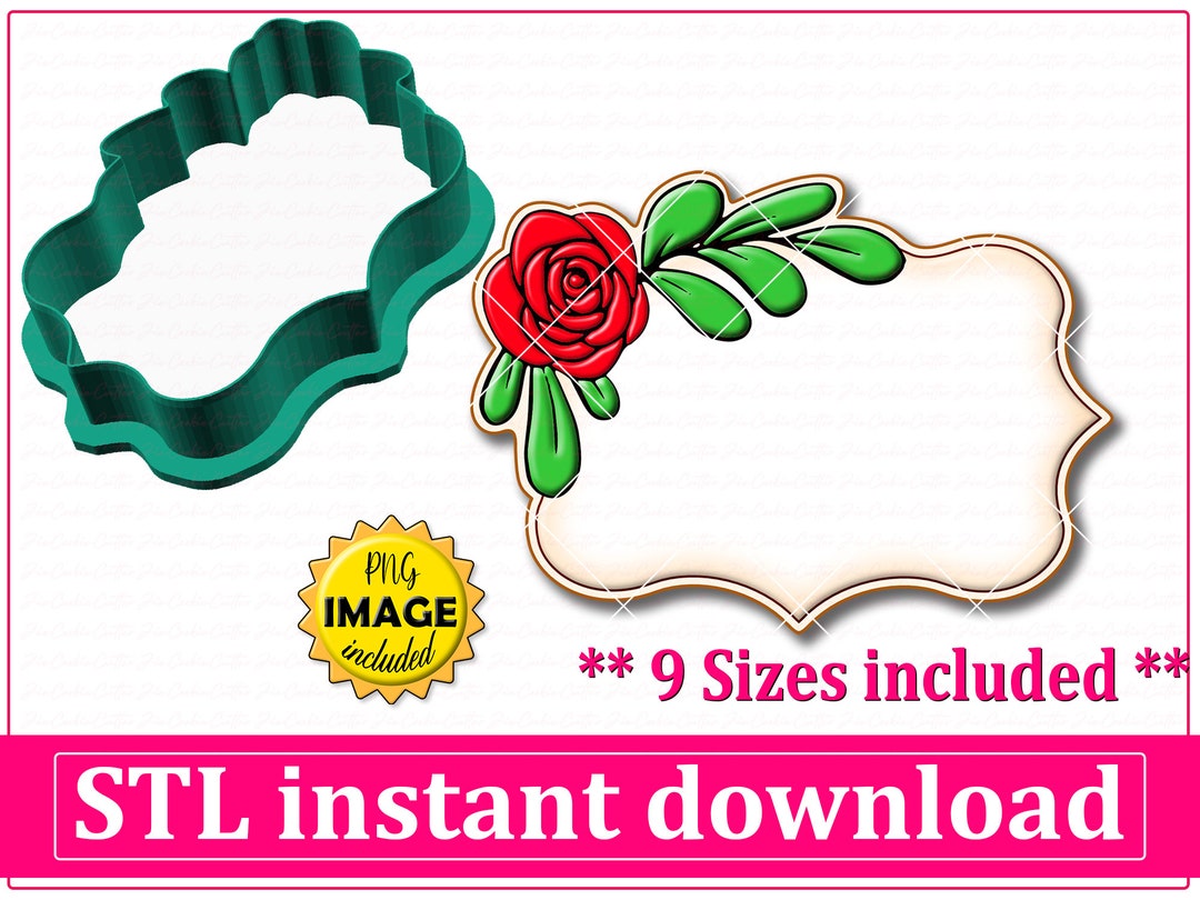 Floral Plaque Cookie Cutter STL File Instant Download, STL Cookie ...