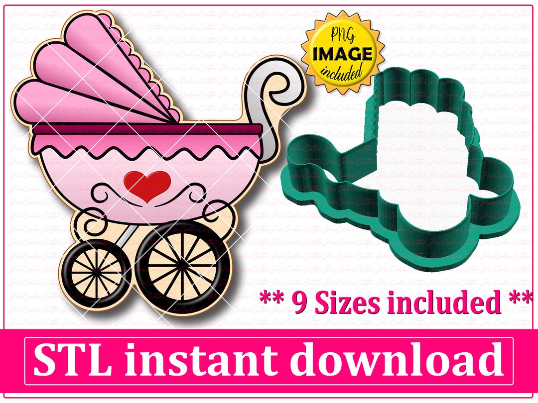 Baby Stroller Cookie Cutter STL File Instant Download, STL Cookie ...