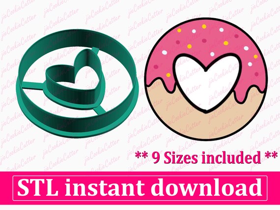 Heart Donut Cookie Cutter STL File Instant Download STL | Etsy