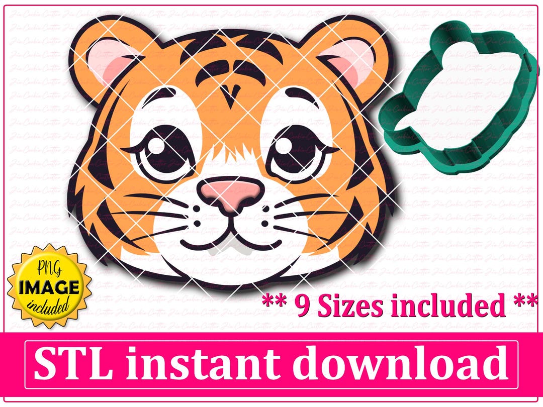 Tiger Face Cookie Cutter STL File Instant Download, STL Cookie Cutter ...