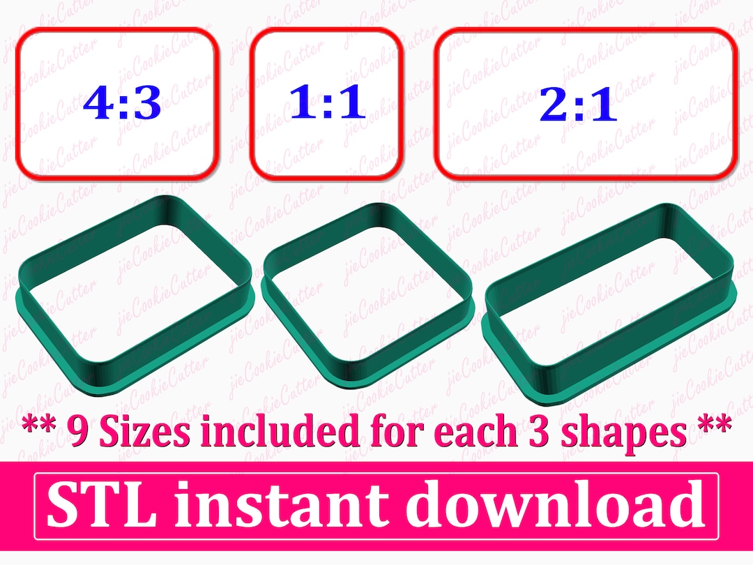 Round Corner Rectangle Cookie Cutter STL File Instant - Etsy
