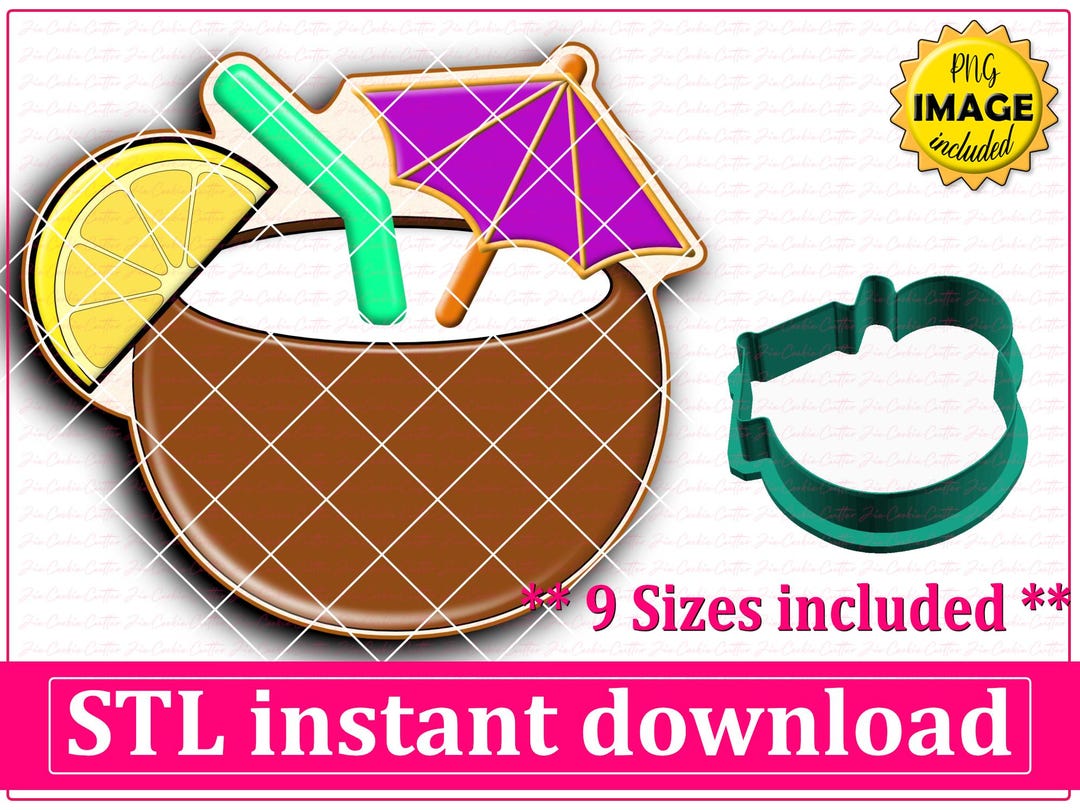 Coconut Drink Cookie Cutter STL File Instant Download, STL Cookie ...