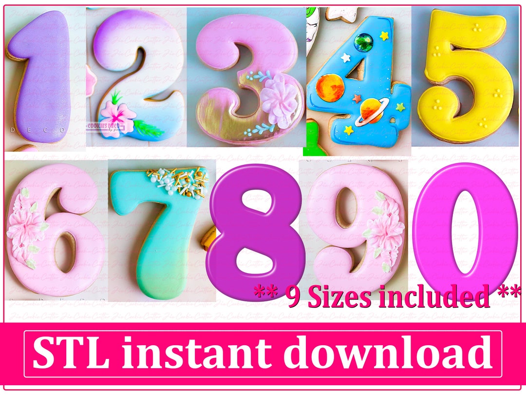 Numbers Set Cookie Cutter STL File Instant Download, STL Cookie Cutter ...