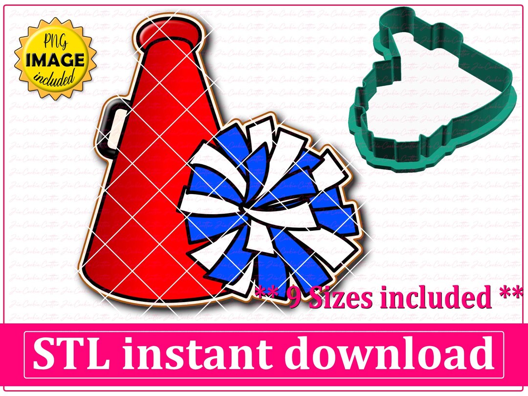 Megaphone Pom Pom Cookie Cutter STL File Instant Download, STL Cookie ...