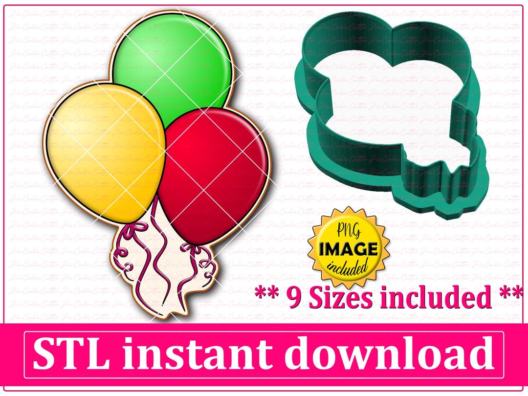 Birthday Balloon Cookie Cutter STL File Instant Download, STL Cookie ...