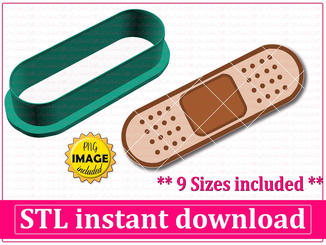 Band Aid Cookie Cutter STL File Instant Download, STL Cookie Cutter ...