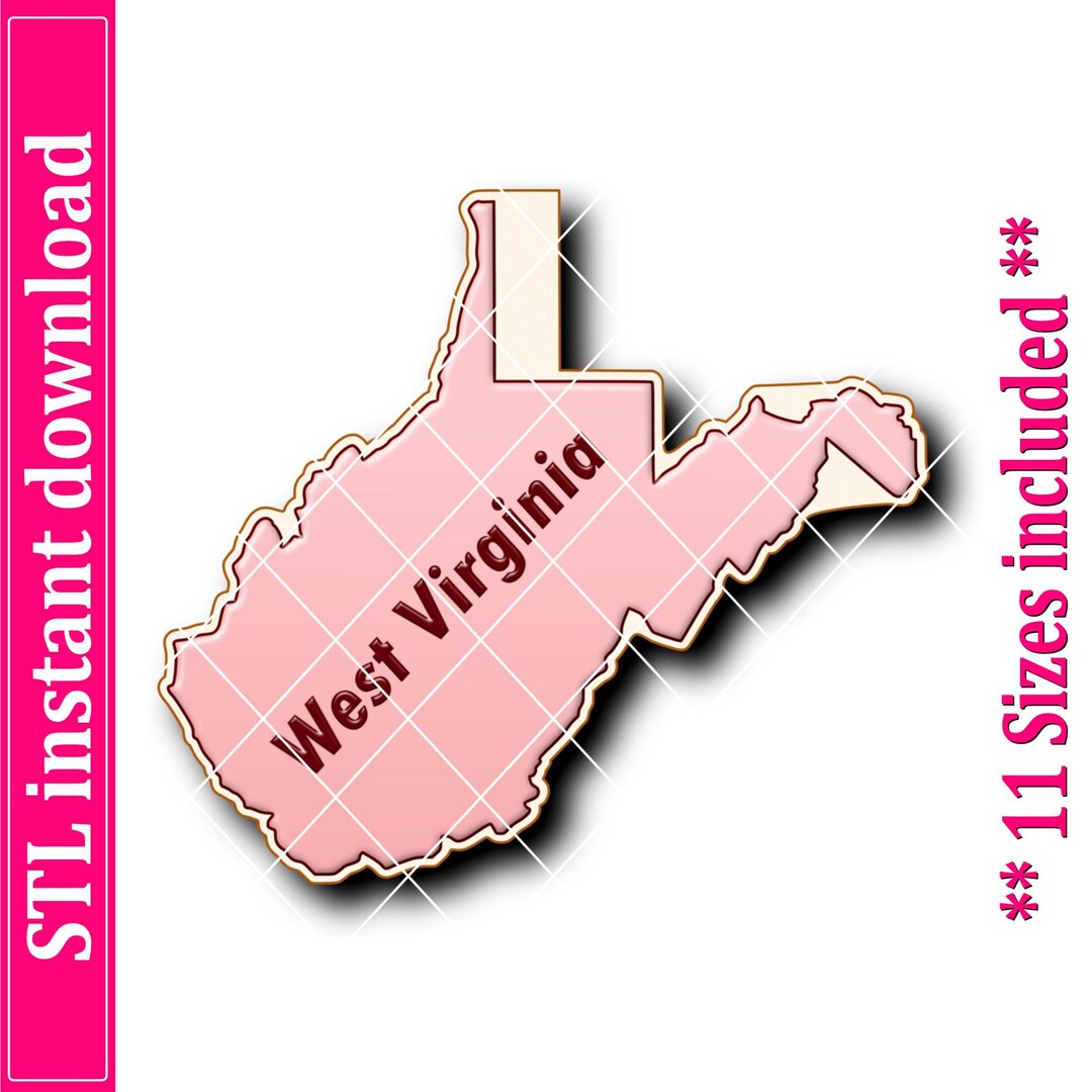 West Virginia Map Cookie Cutter STL File, 11 Sizes (digital Download ...