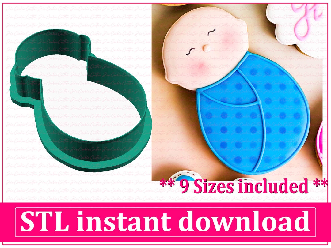Swaddled Baby Boy Cookie Cutter STL File Instant Download, STL Cookie ...