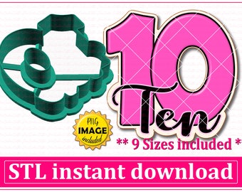 Number 10 With Banner Cookie Cutter - Etsy