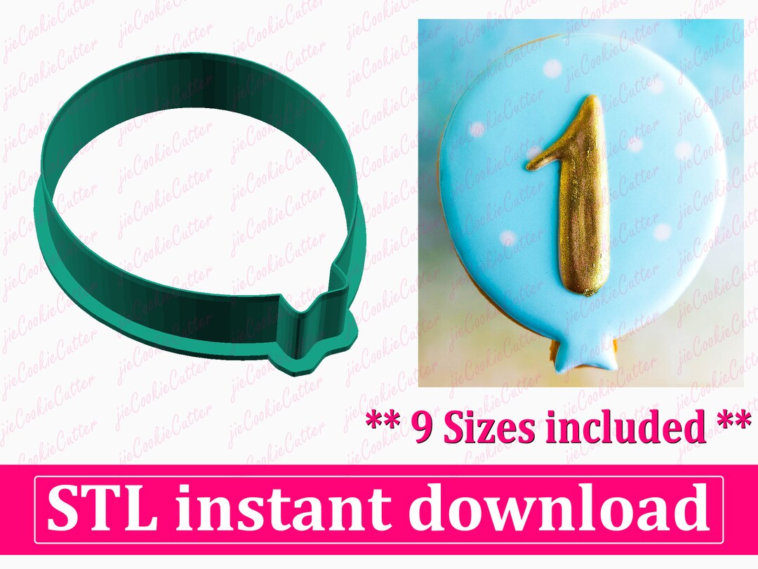 Balloon Cookie Cutter STL File Instant Download, STL Cookie Cutter File ...