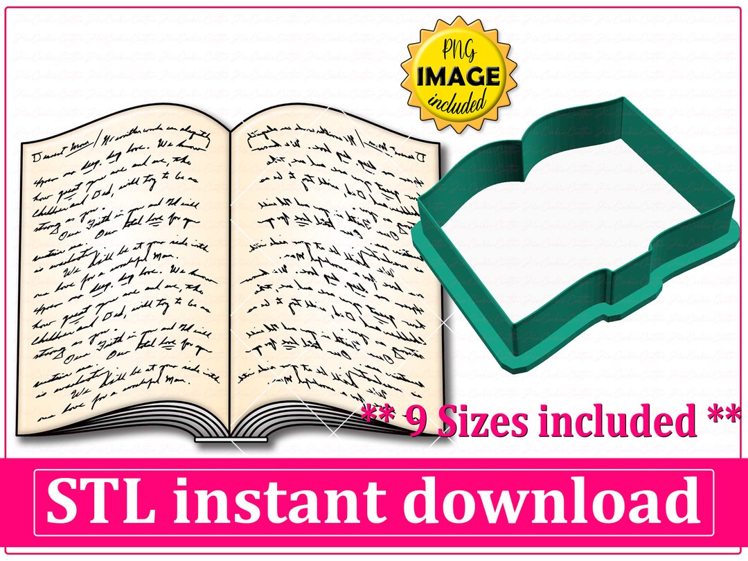 Open Book Cookie Cutter STL File Instant Download, STL Cookie Cutter ...