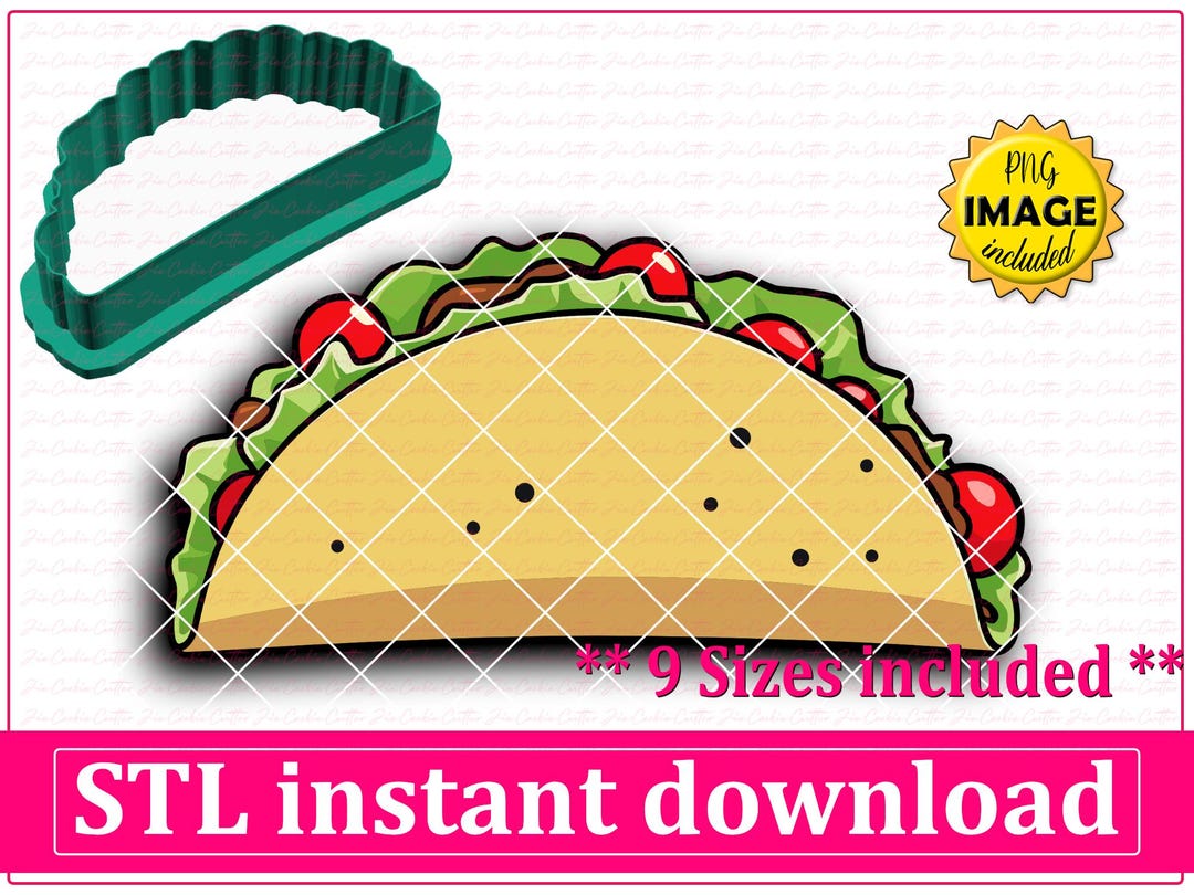 Taco Cookie Cutter STL File Instant Download, STL Cookie Cutter File - Etsy