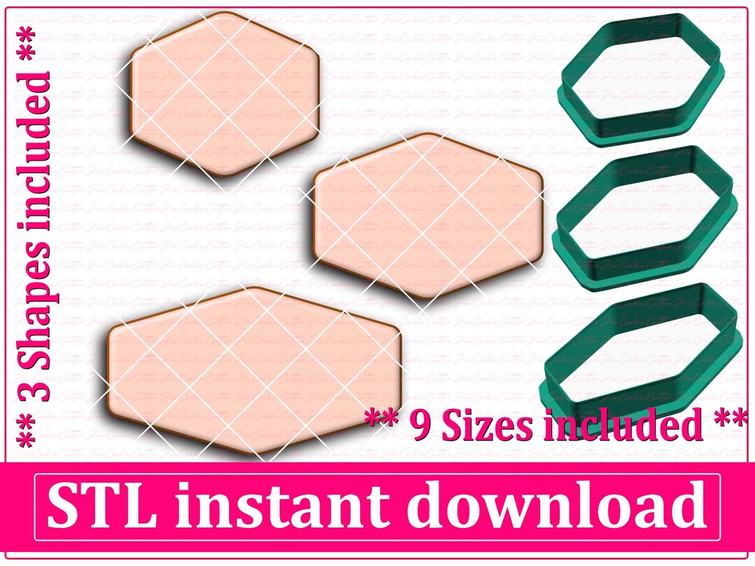 Stretched Hexagon Cookie Cutter STL File, 9 Sizes (digital Download) - Etsy