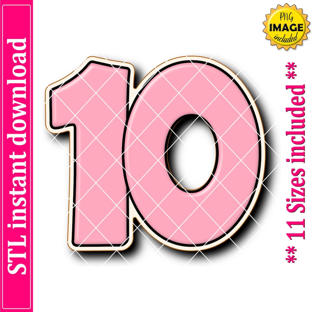Number Ten Cookie Cutter STL File, 11 Sizes (digital Download) - Etsy