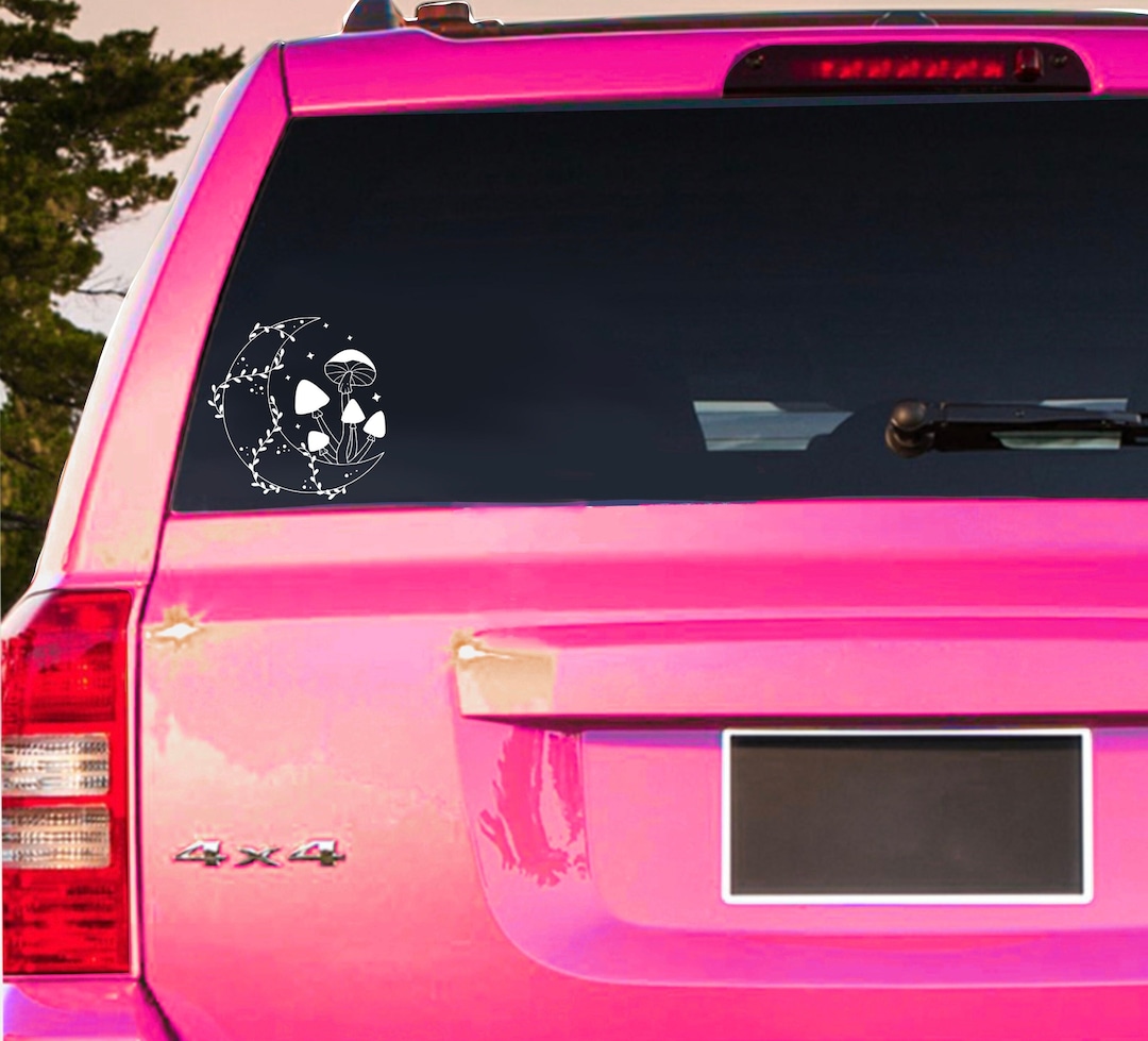 Crescent Moon Decal, Moon Decal, Mushroom Car Decal, Witchy Decal ...