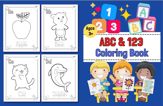 ABC and 123 Coloring Book - Etsy