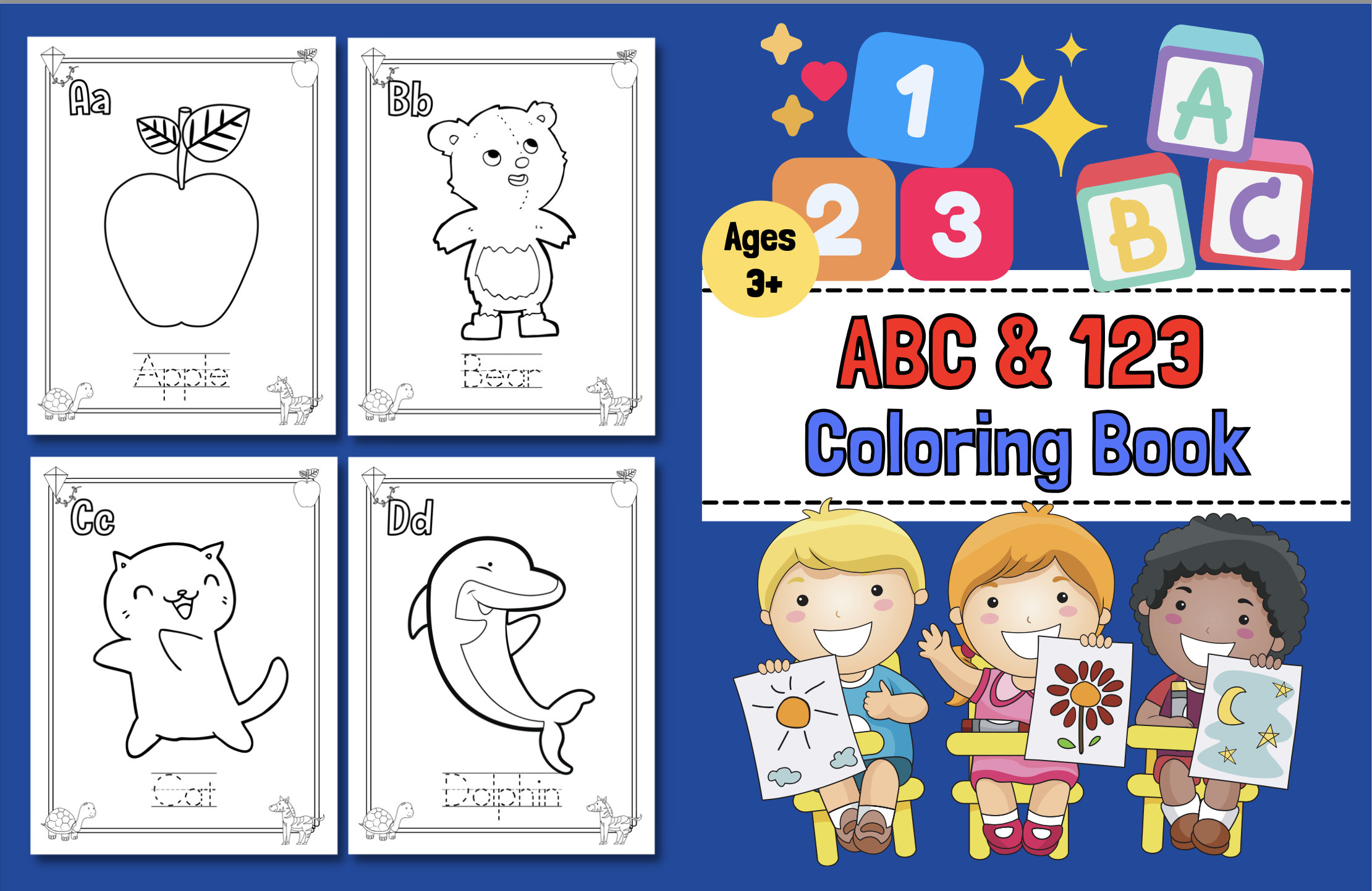 ABC and 123 Coloring Book - Etsy