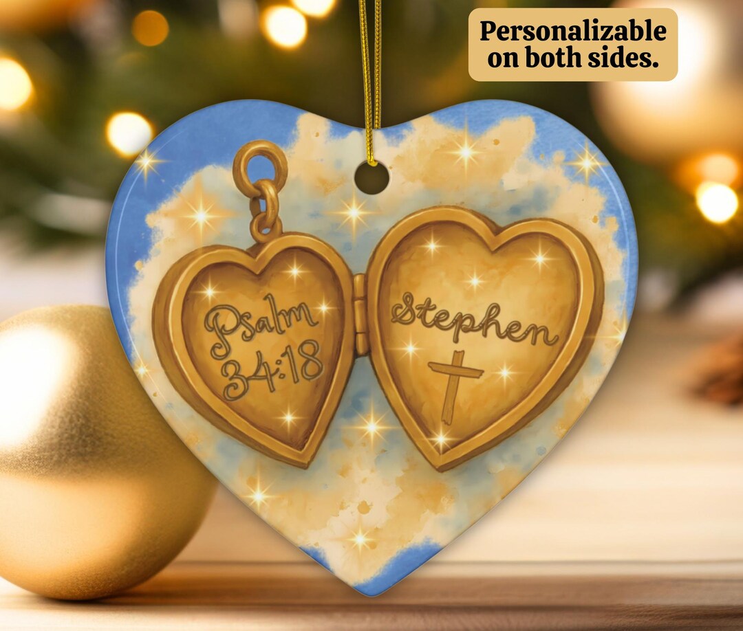 Personalized Memorial Heart Locket Ornament, Ceramic Remembrance Bauble ...